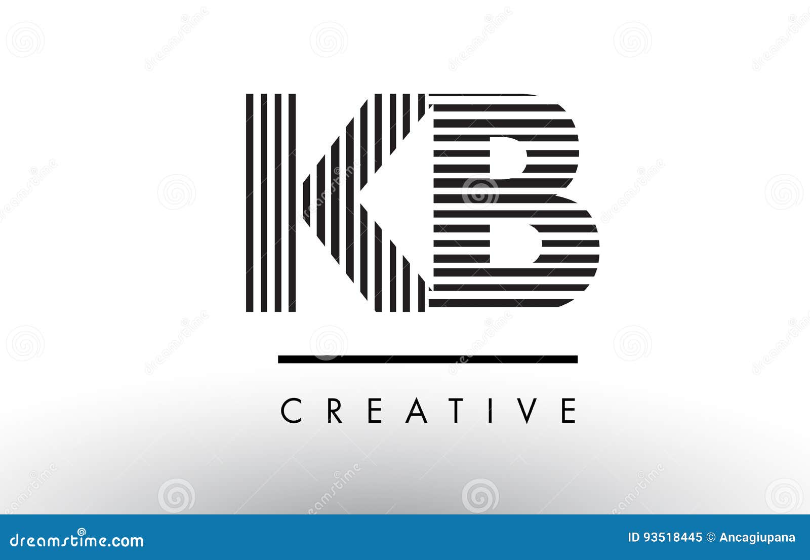 KB K B Black and White Lines Letter Logo Design. Stock Vector ...