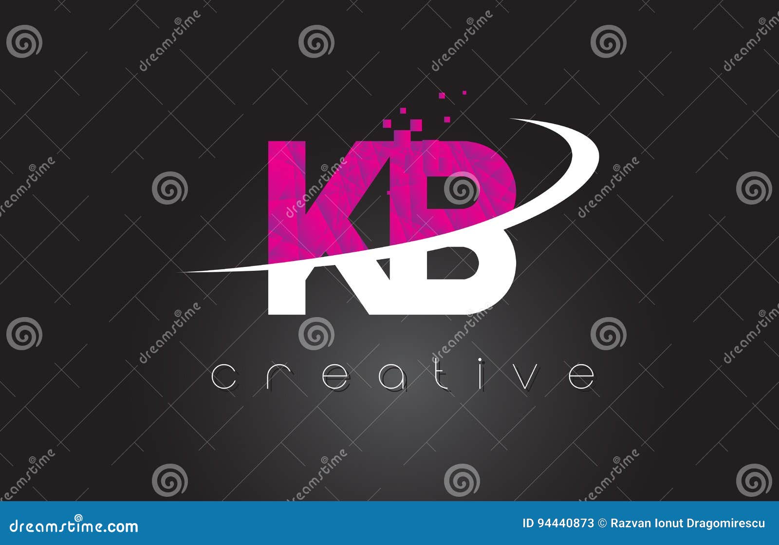 KB K B Creative Letters Design with White Pink Colors Stock Vector ...