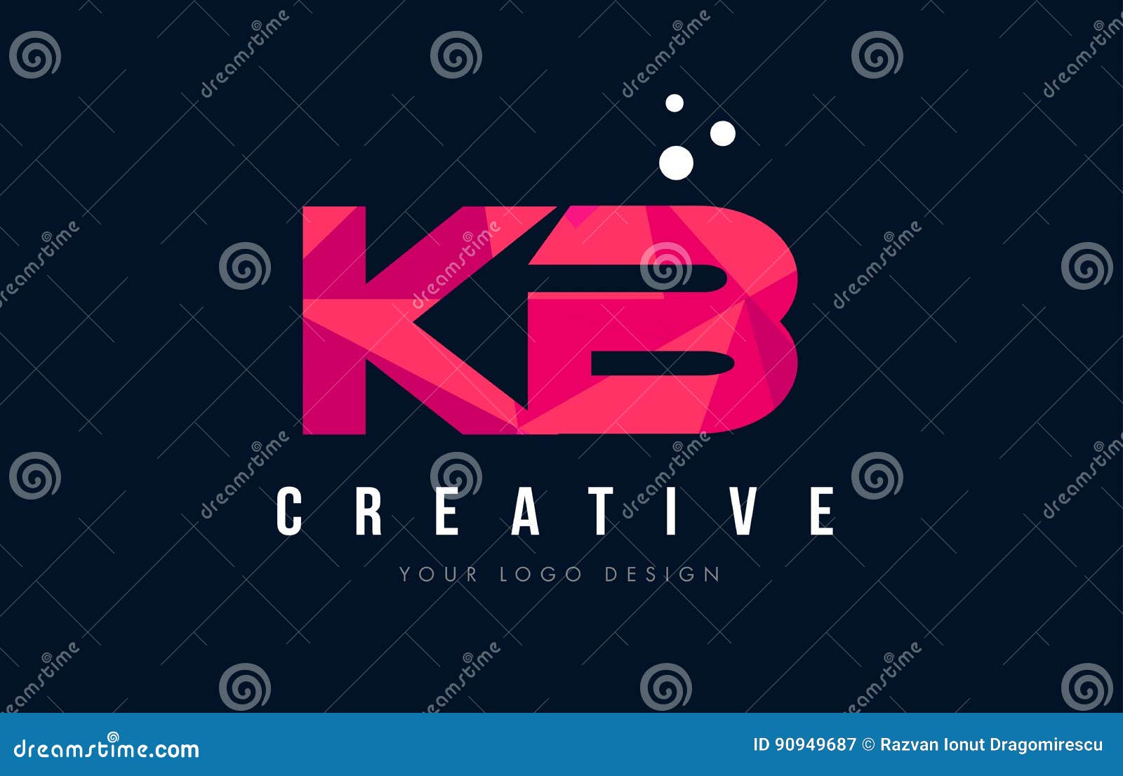 KB K B Letter Logo with Purple Low Poly Pink Triangles Concept Stock ...