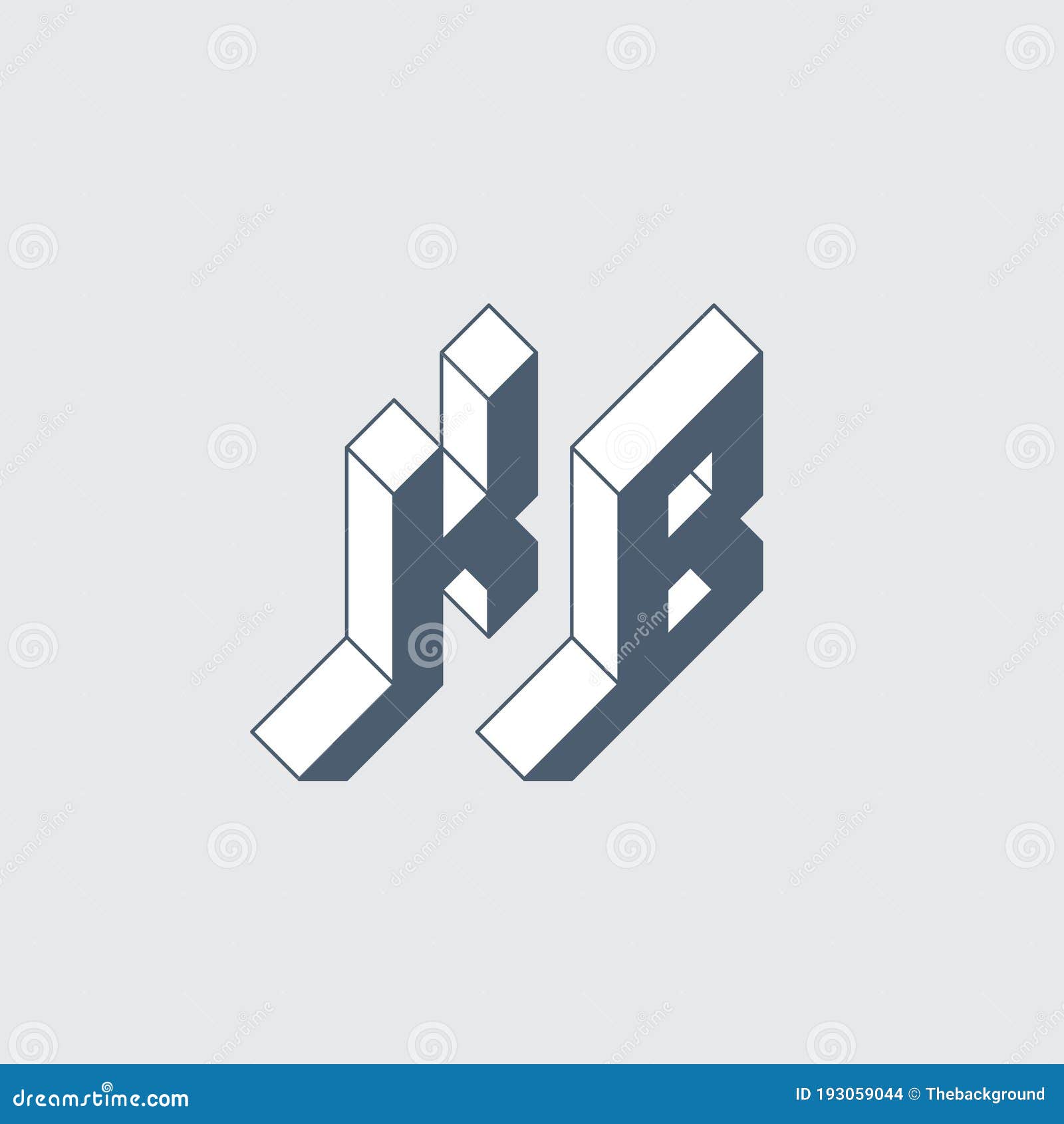 KB - Logo or 2-letter Code. Isometric 3d Font for Design. Letters K and ...