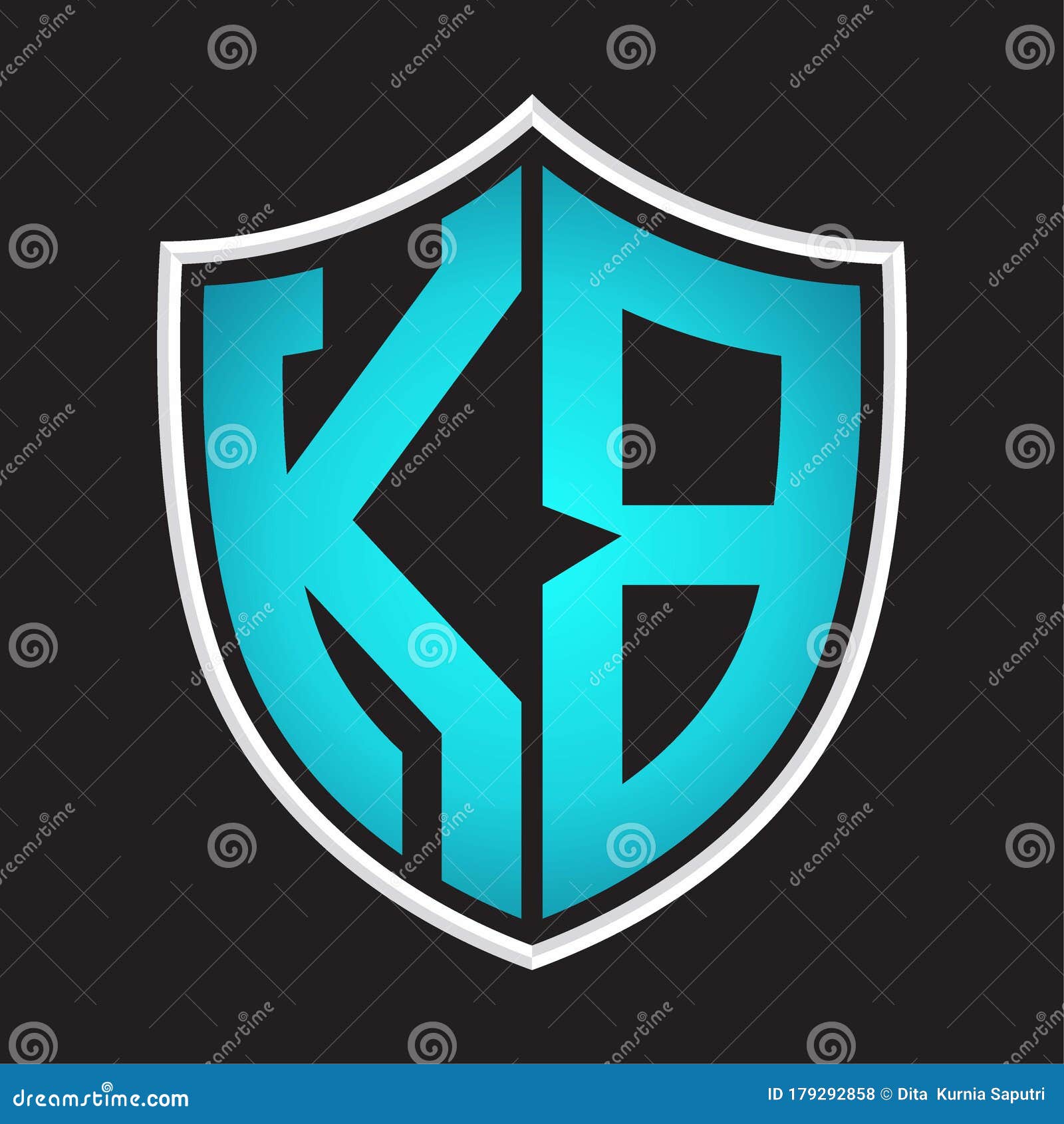 KB Logo Monogram with Shield Shape Isolated Blue Colors on Outline ...