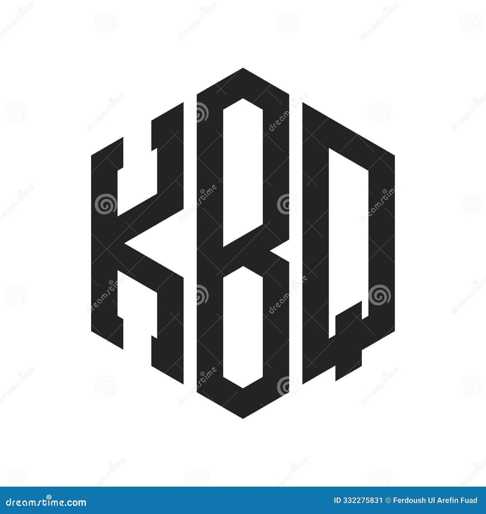KBQ Logo Design. Initial Letter KBQ Monogram Logo Using Hexagon Shape ...