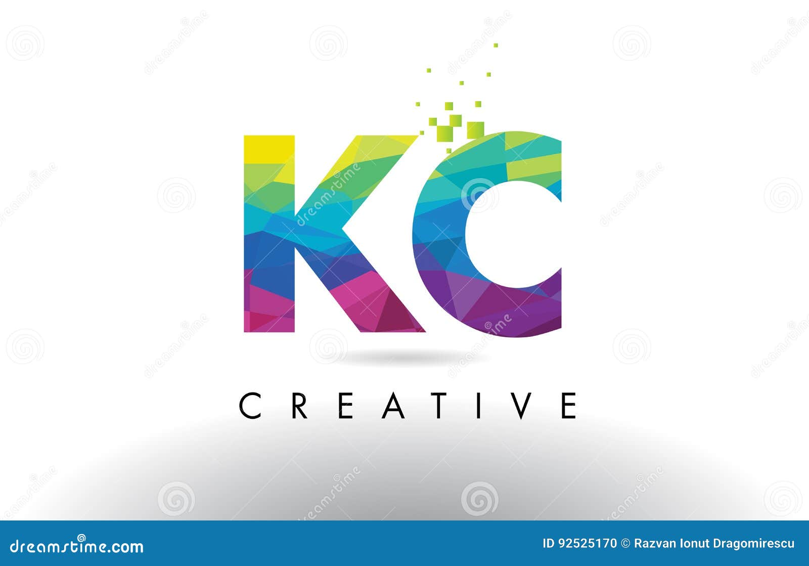 Kc K C Colorful Letter Origami Triangles Design Vector Stock Vector Illustration Of Media