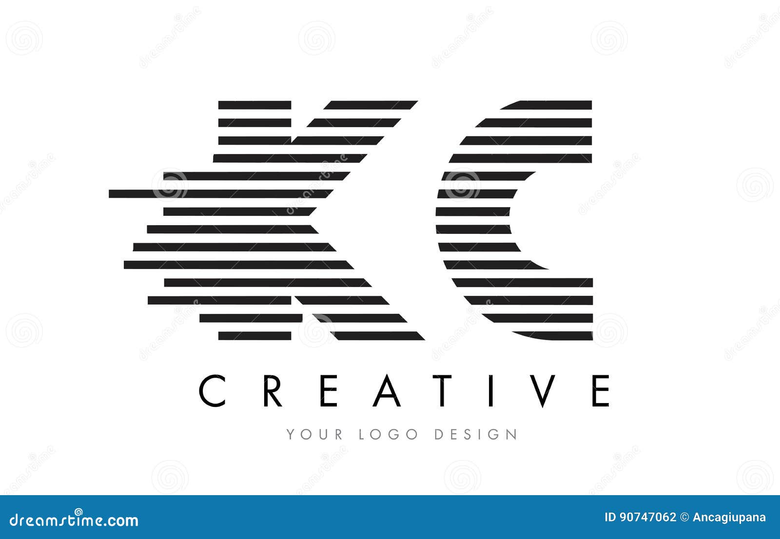 KC K C Zebra Letter Logo Design with Black and White Stripes Stock ...