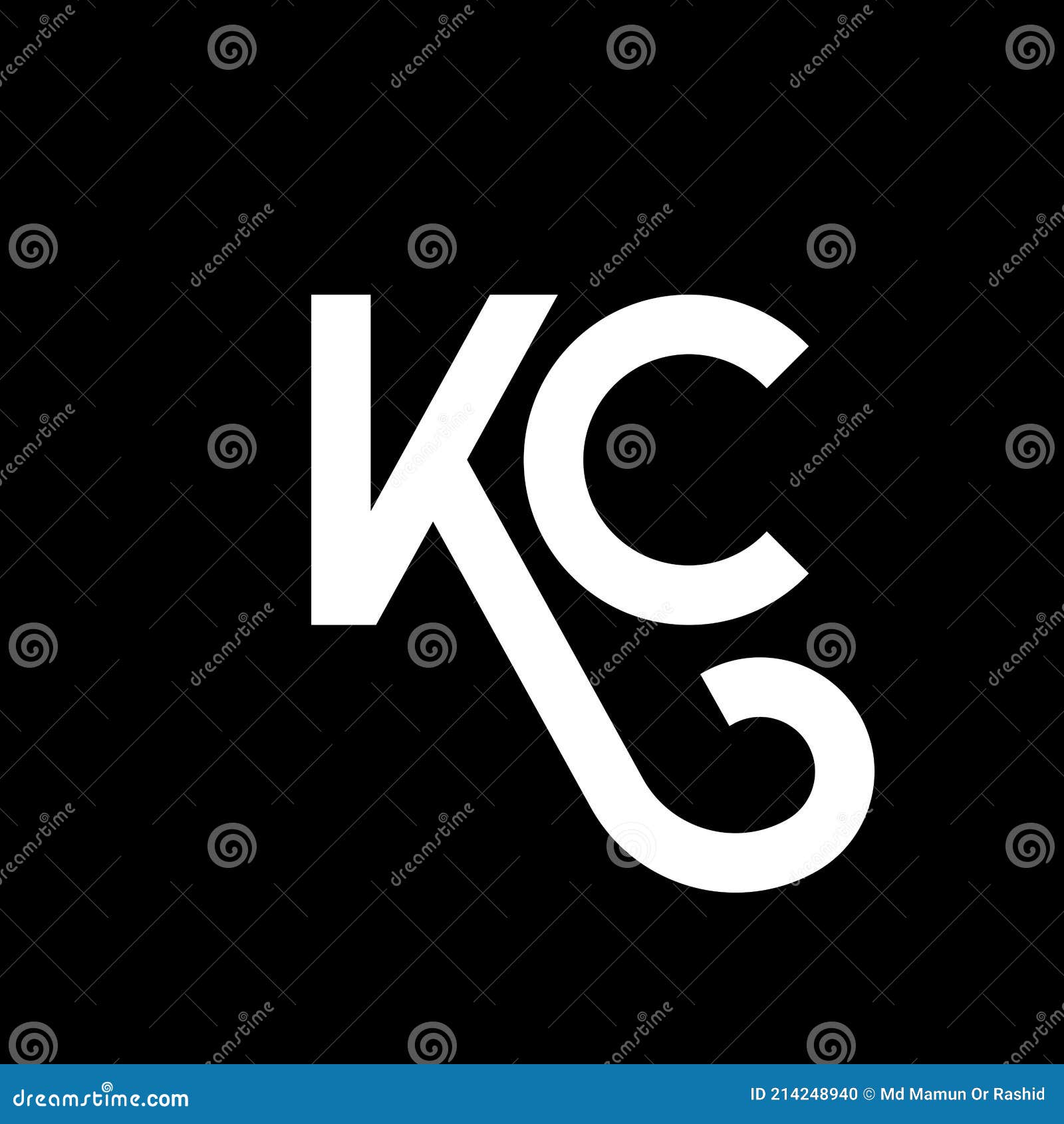 KC Letter Logo Design on Black Background. KC Creative Initials Letter ...