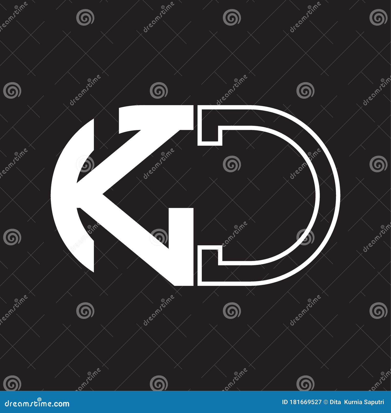 KC Letter Logo Monogram with Oval Shape Negative Space Design Template ...