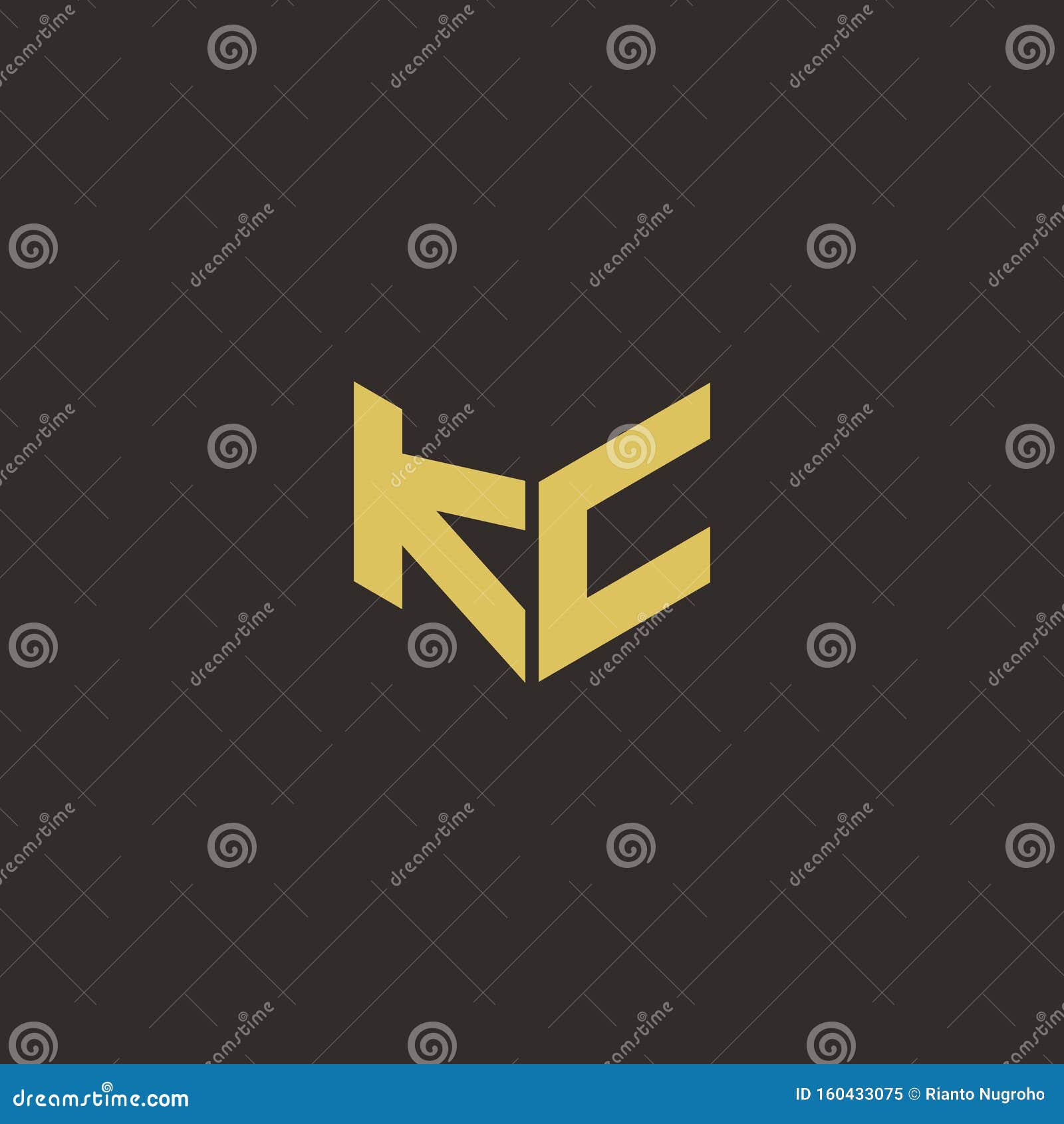 KC Logo Letter Initial Logo Designs Template with Gold and Black ...