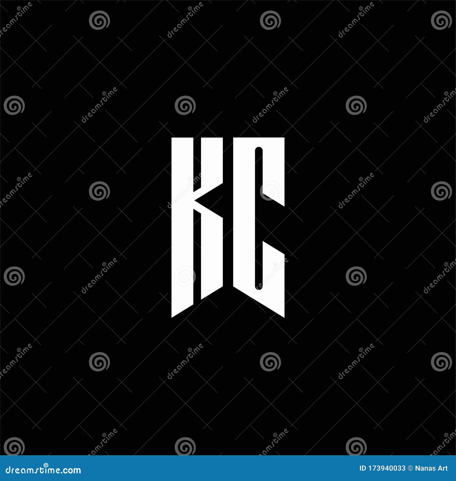 KC Logo Monogram with Emblem Style Isolated on Black Background Stock ...