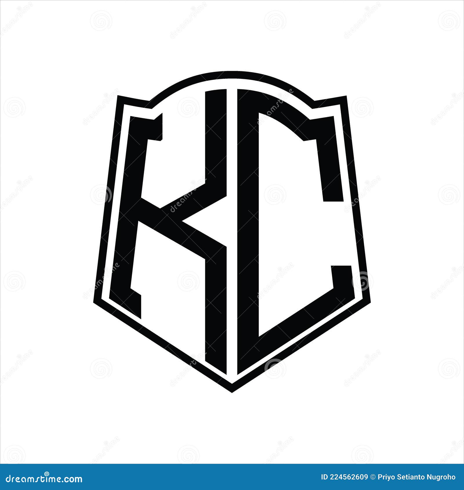 KC Logo Monogram with Shield Shape Outline Design Template Stock Vector ...