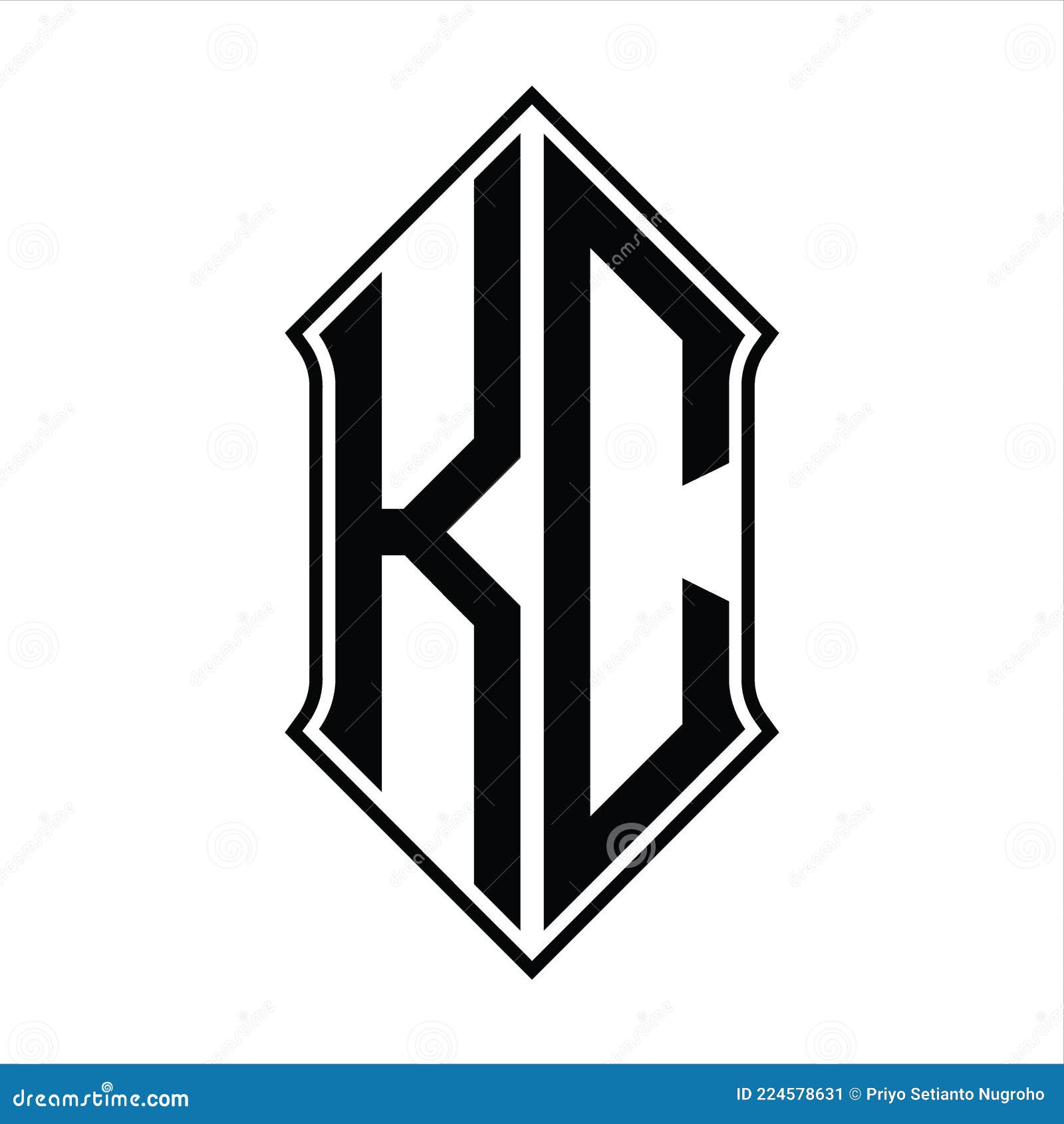 KC Logo Monogram with Shieldshape and Outline Design Template Vector ...