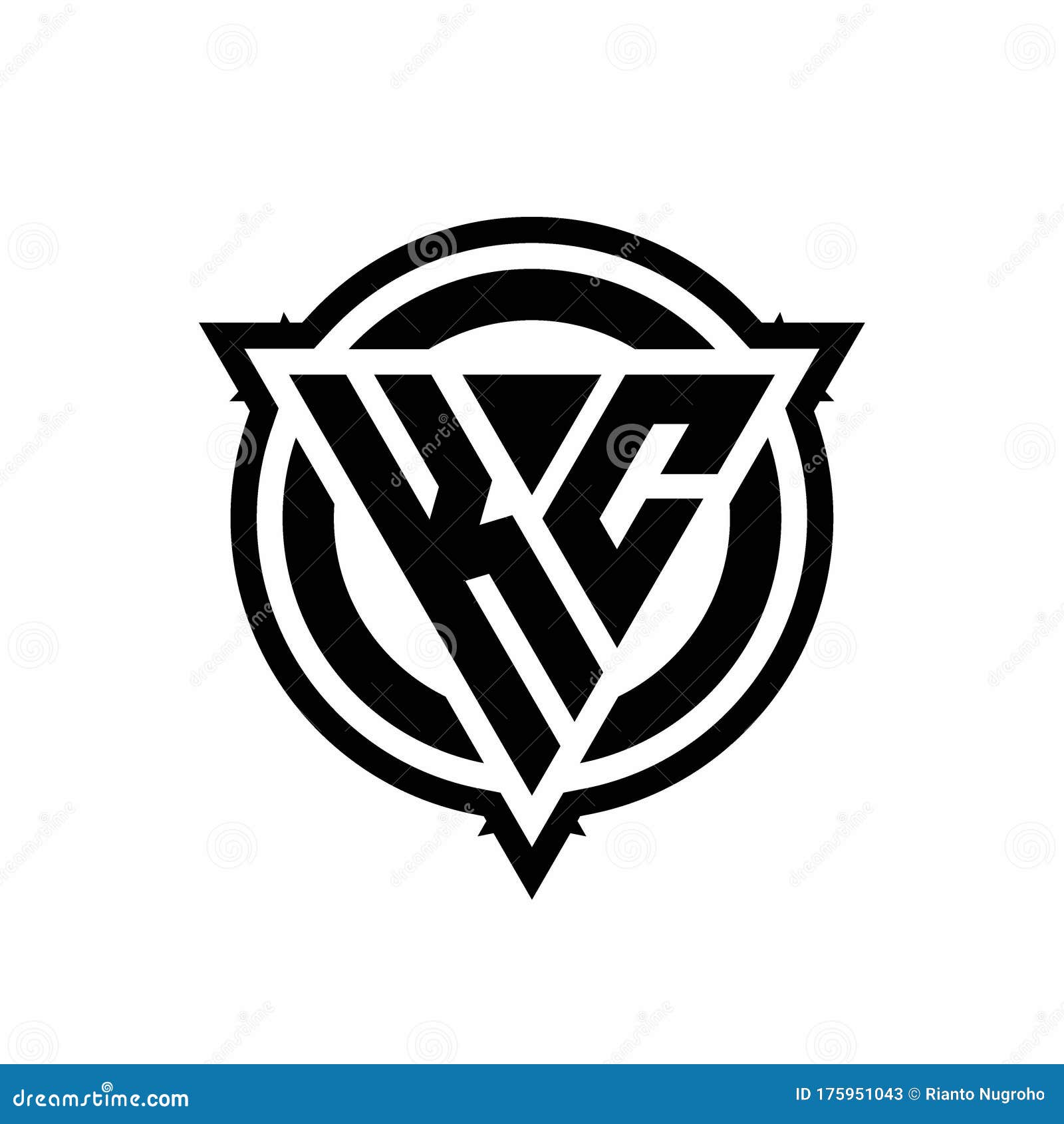 KC Logo with Triangle Shape and Circle with Outline Rounded Design ...