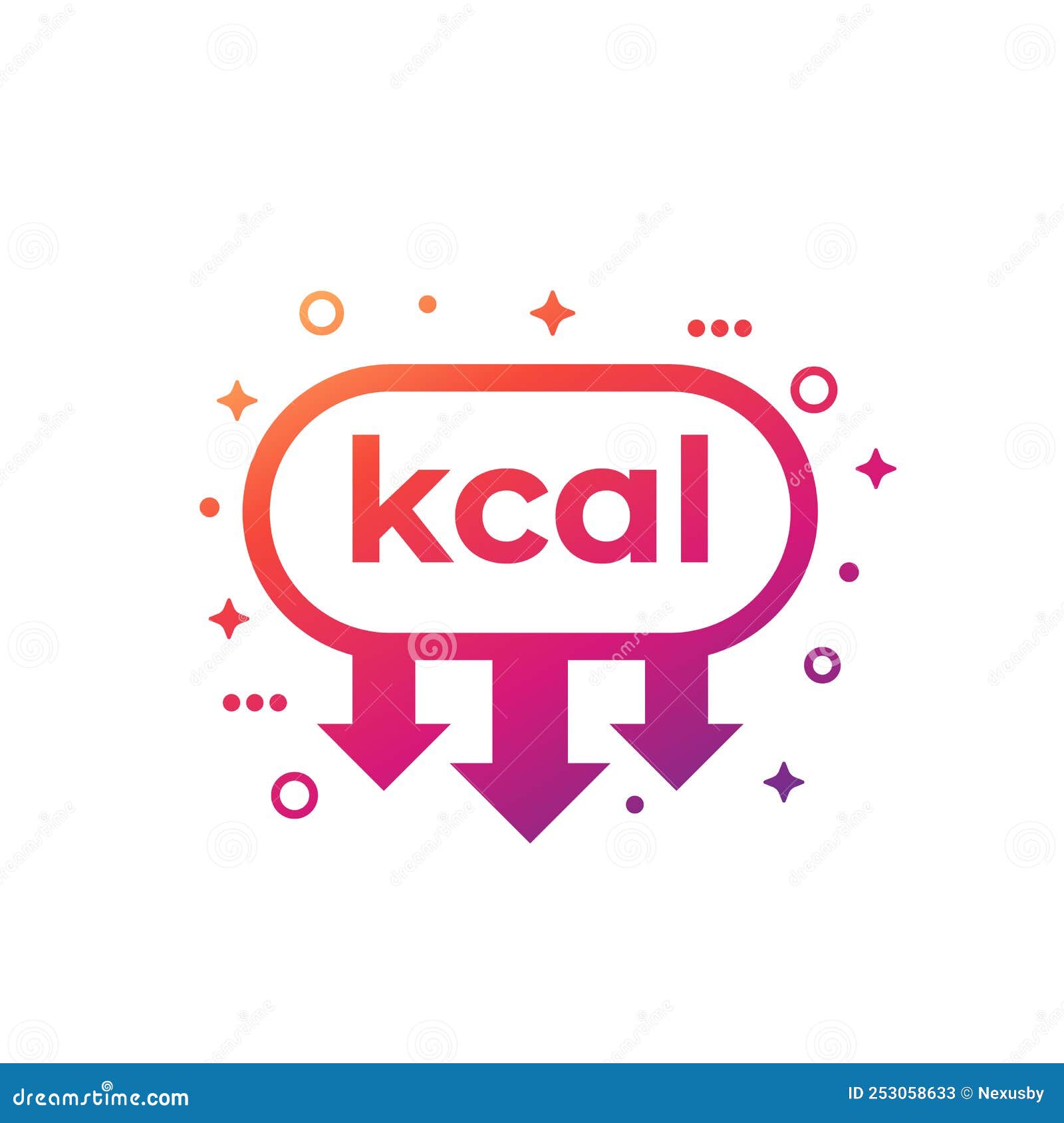 Kcal, Kilocalorie Reducing Icon, Linear Design Vector Illustration ...