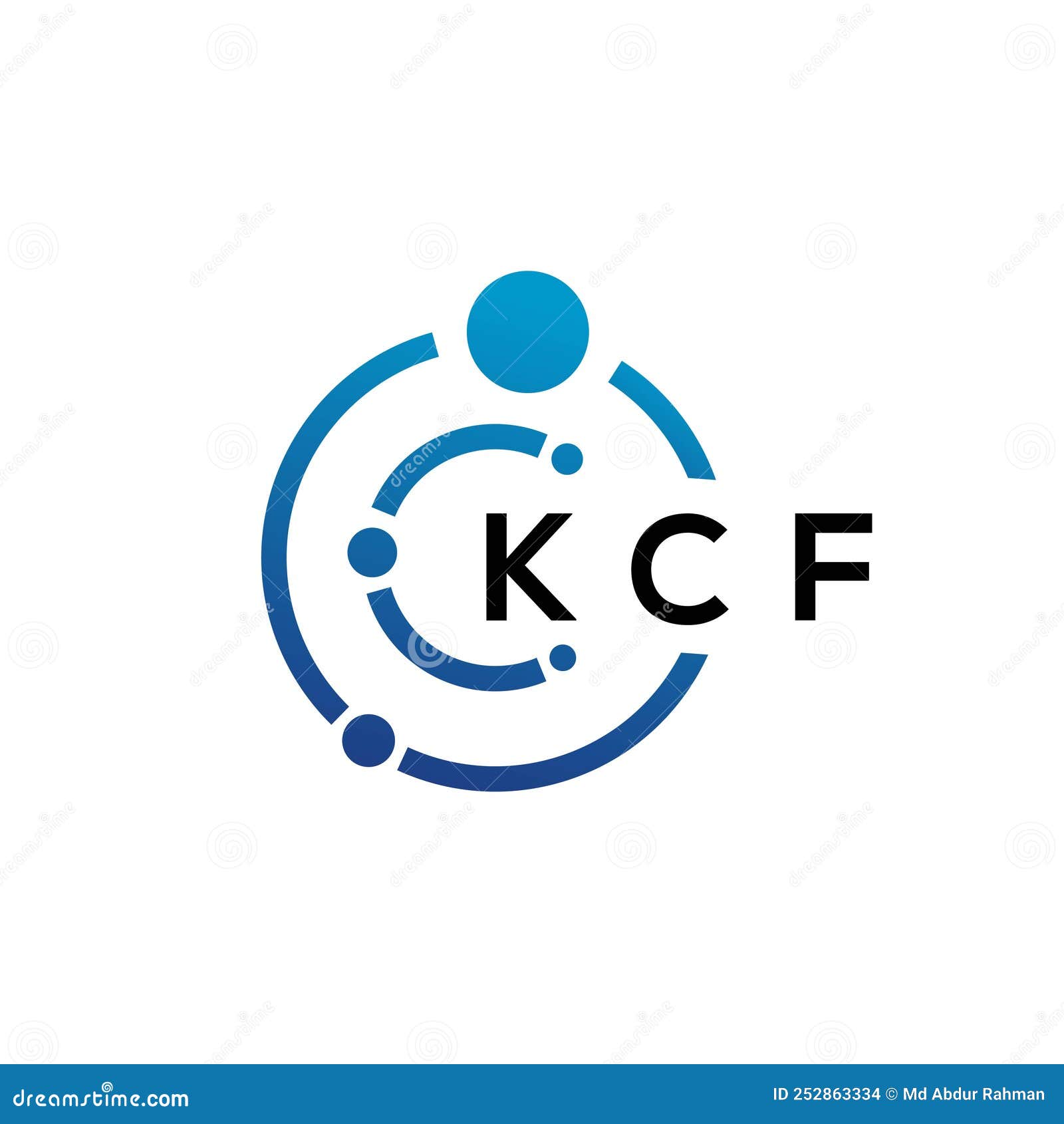 KCF Letter Technology Logo Design on White Background. KCF Creative ...