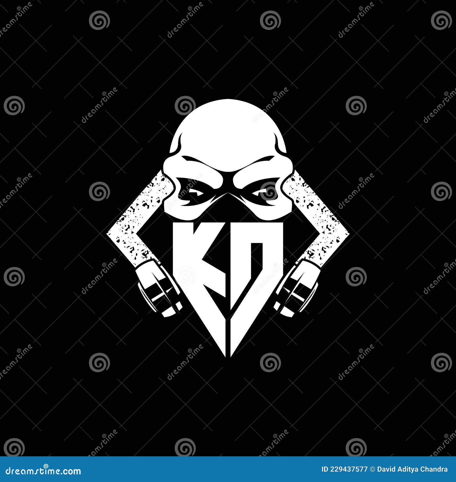 KD Initial Gaming ESport Skull Mask Style Stock Vector - Illustration ...