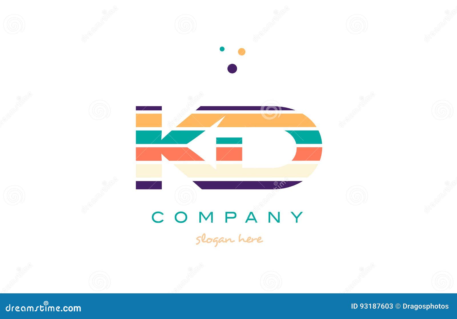 Kd K D Line Stripes Pastel Color Alphabet Letter Logo Icon Template Vector Stock Vector