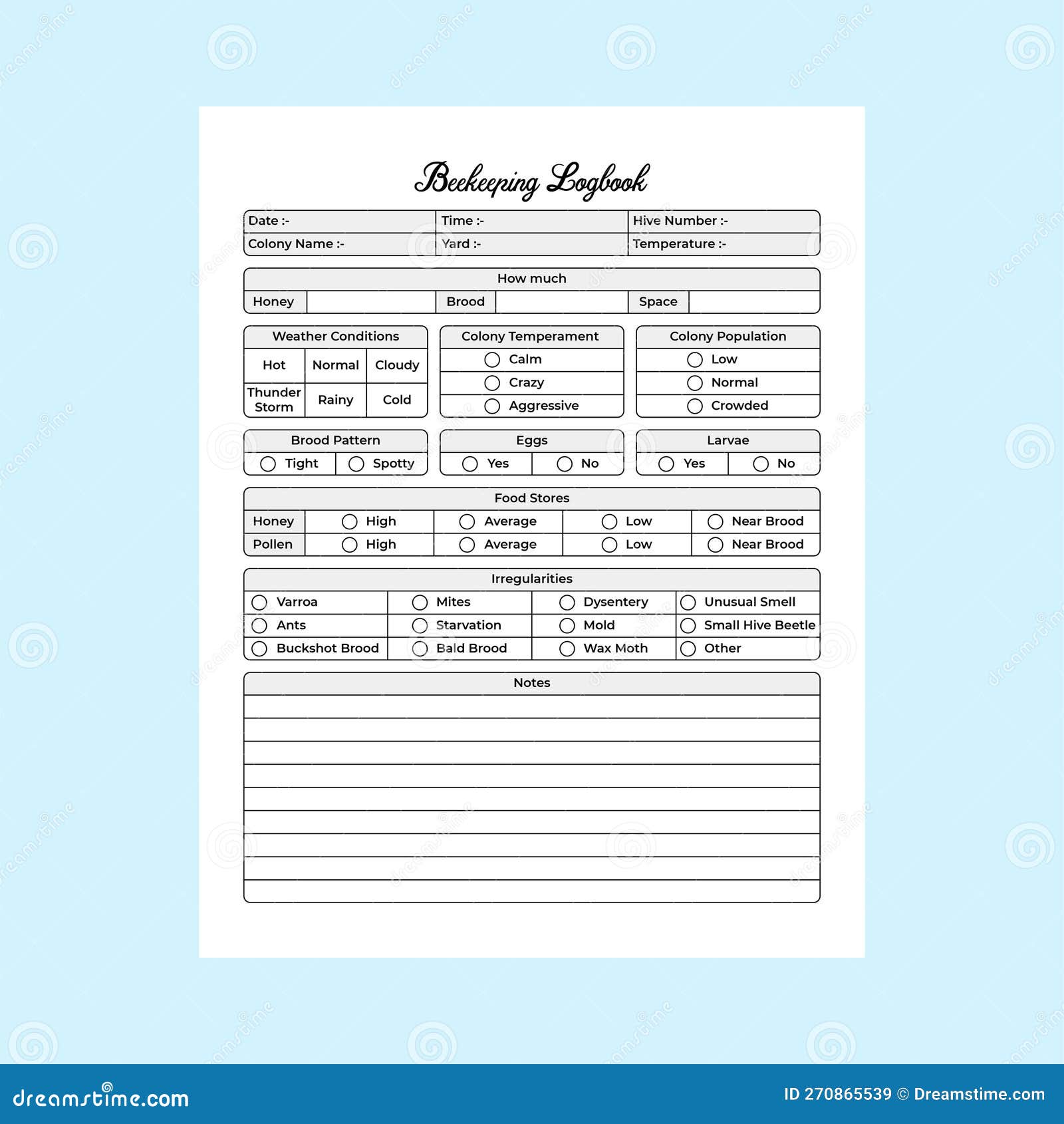 KDP Interior Beekeeping Notebook. Beehive Caring and Nectar Production ...