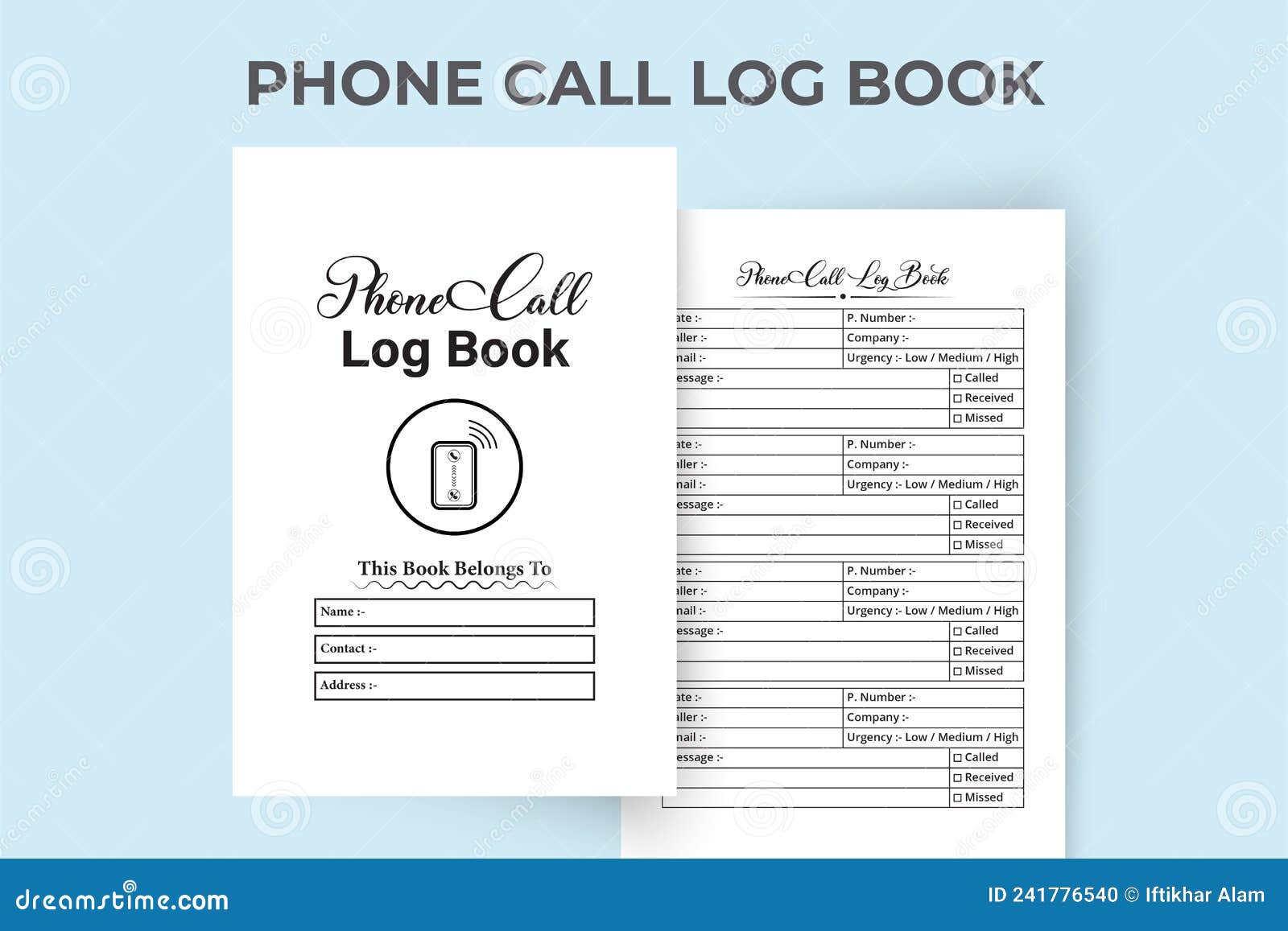 KDP Interior Phone Call Tracker Notebook. Business Purpose Incoming and ...