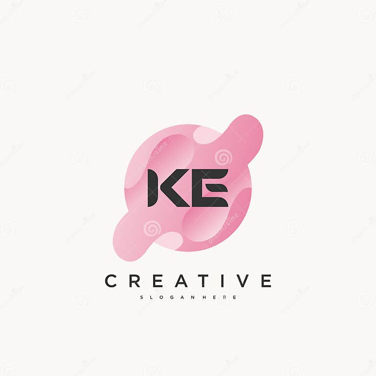 KE Initial Letter Colorful Logo Icon Design Template Elements Vector ...