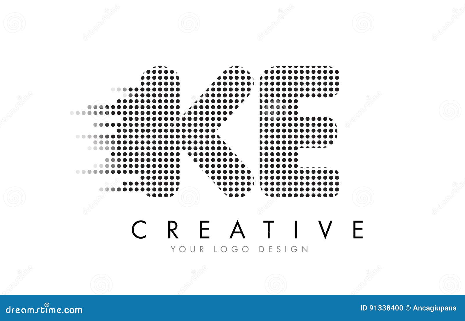 KE K E Letter Logo with Black Dots and Trails. Stock Vector ...