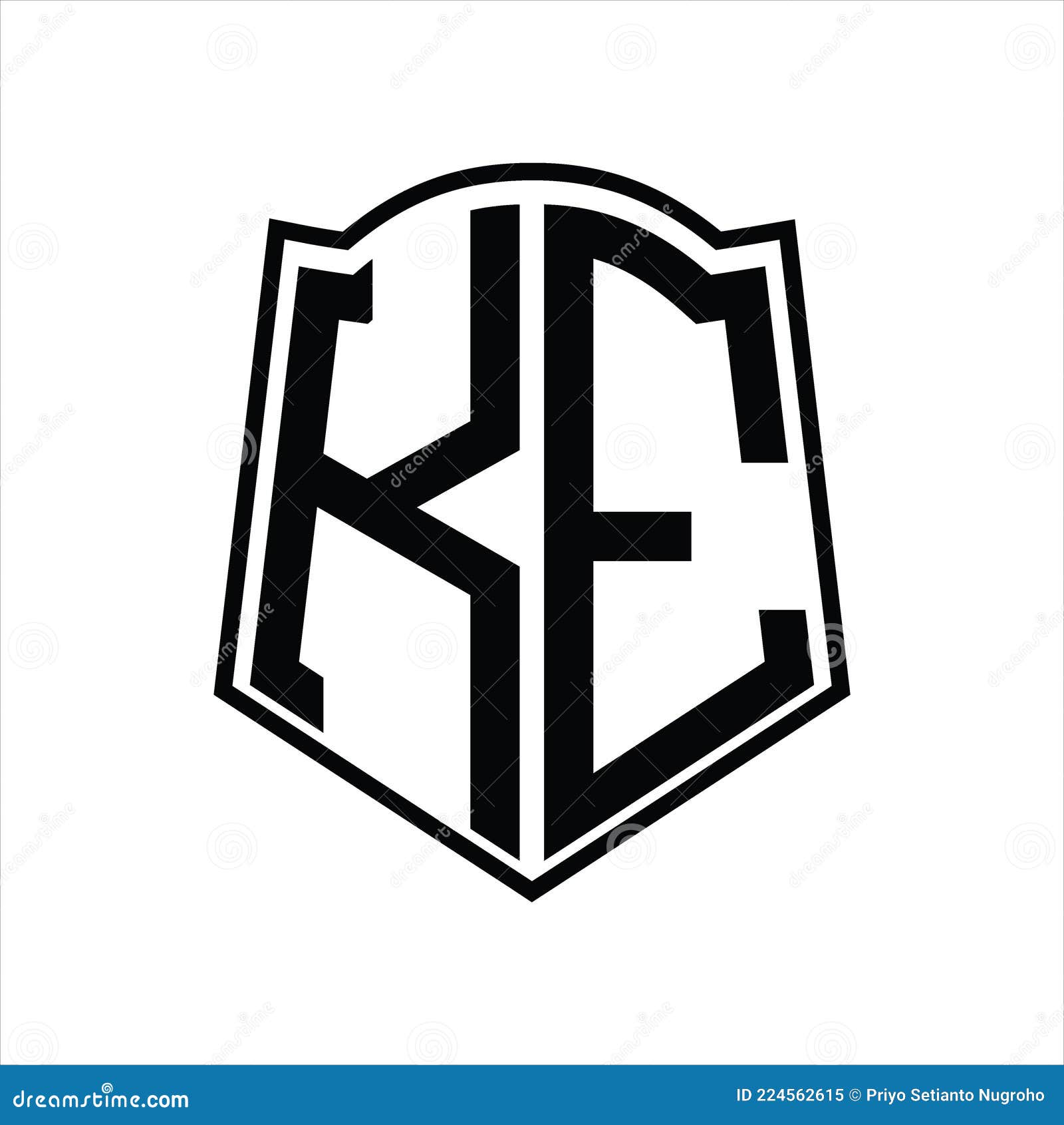 KE Logo Monogram with Shield Shape Outline Design Template Stock Vector ...