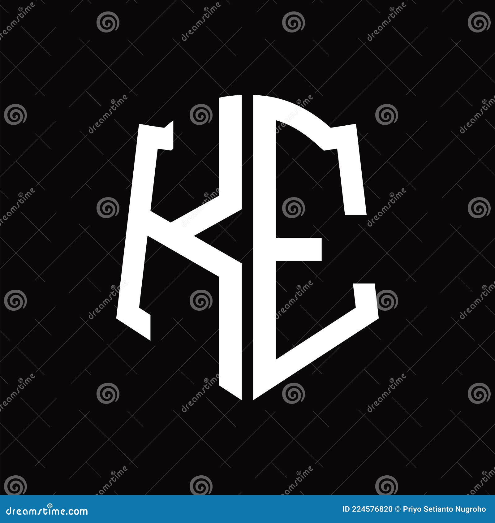 KE Logo Monogram with Shield Shape Ribbon Design Template Stock Vector ...