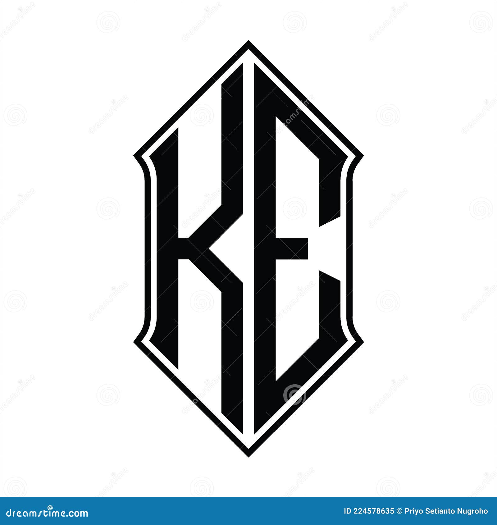 KE Logo Monogram with Shieldshape and Outline Design Template Vector ...