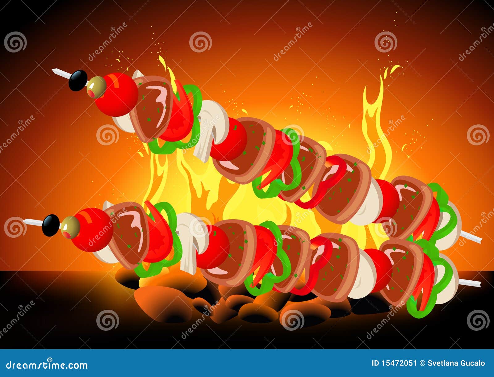 Kebab Illustration Cartoon Vector | CartoonDealer.com #55519997