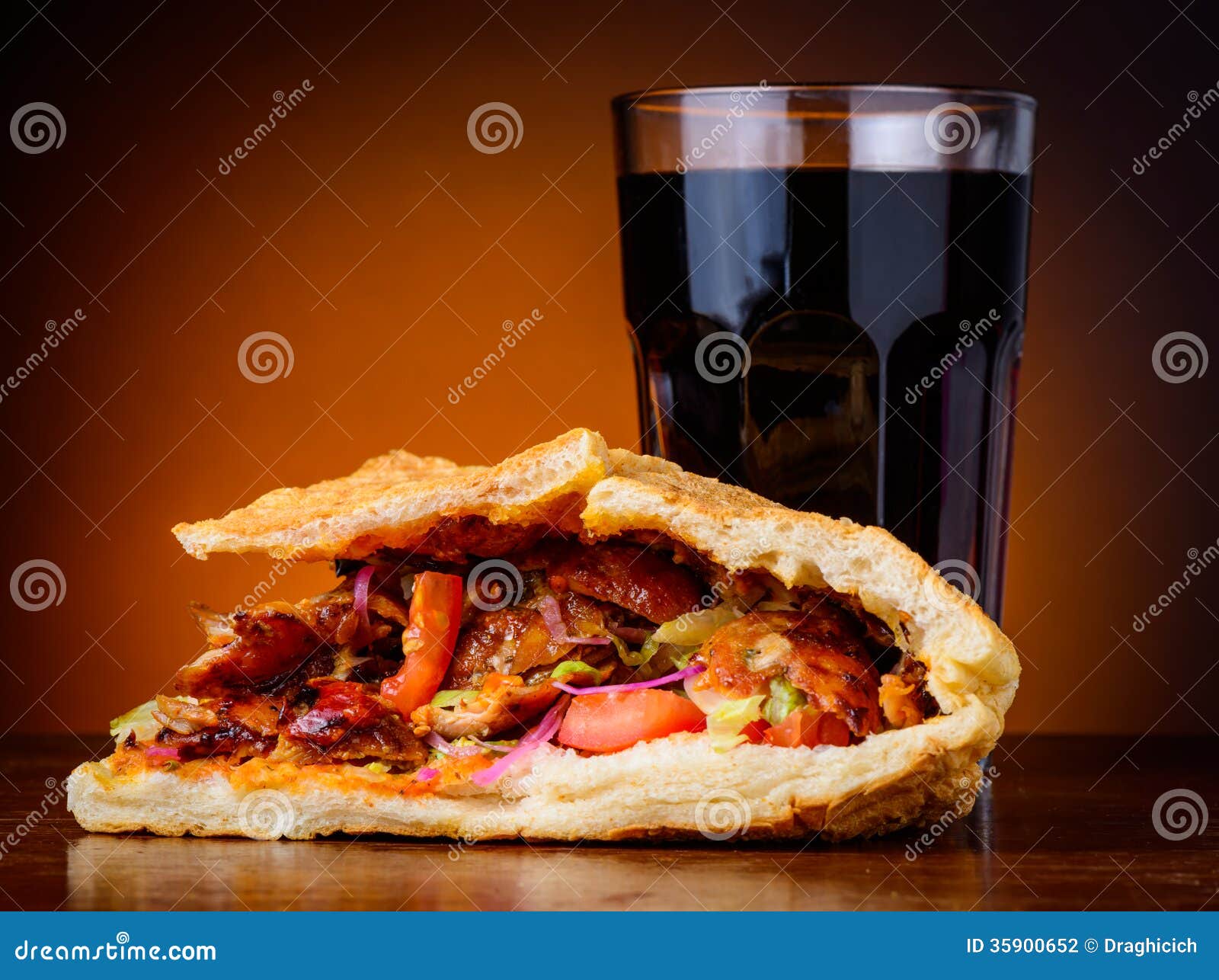 Kebab and cola drink stock photo. Image of cuisine, sandwich - 35900652