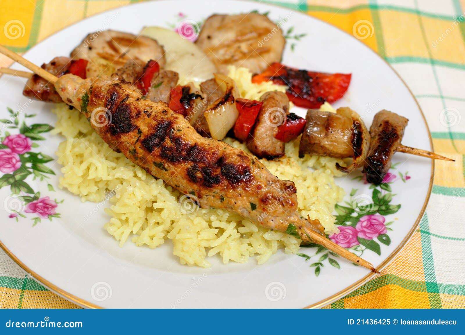 Kebab dinner stock image. Image of lemon, meatball, lunch - 21436425