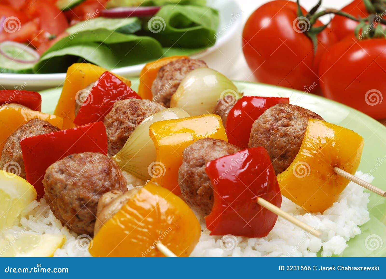 Kebab dinner stock photo. Image of pepper, mushroom, greek - 2231566