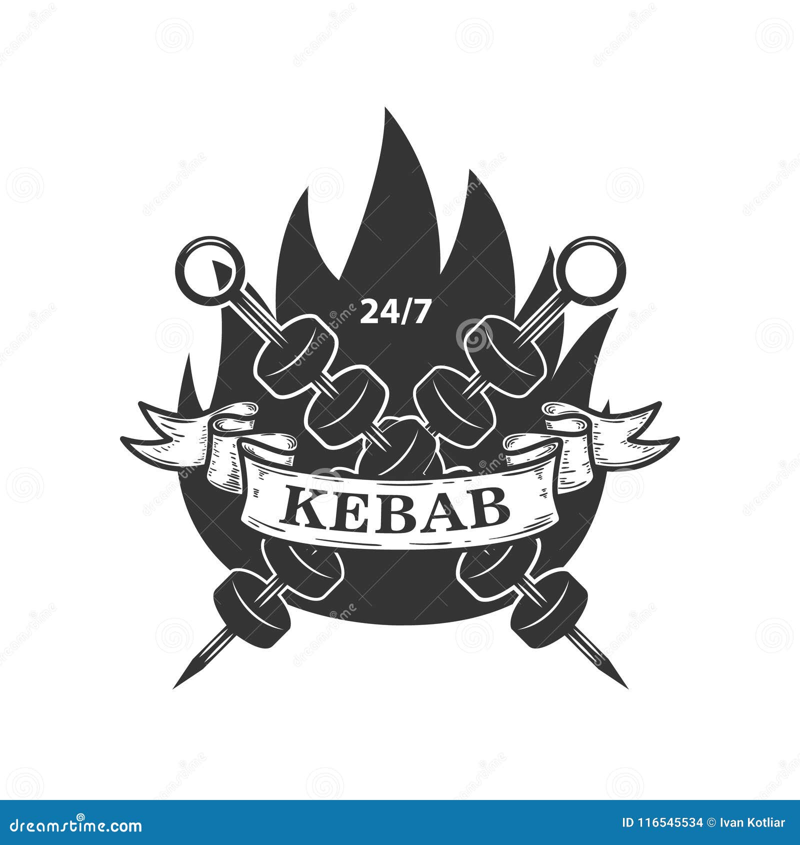 Kebab Emblem Template. Fast Food. Design Element for Logo, Label ...