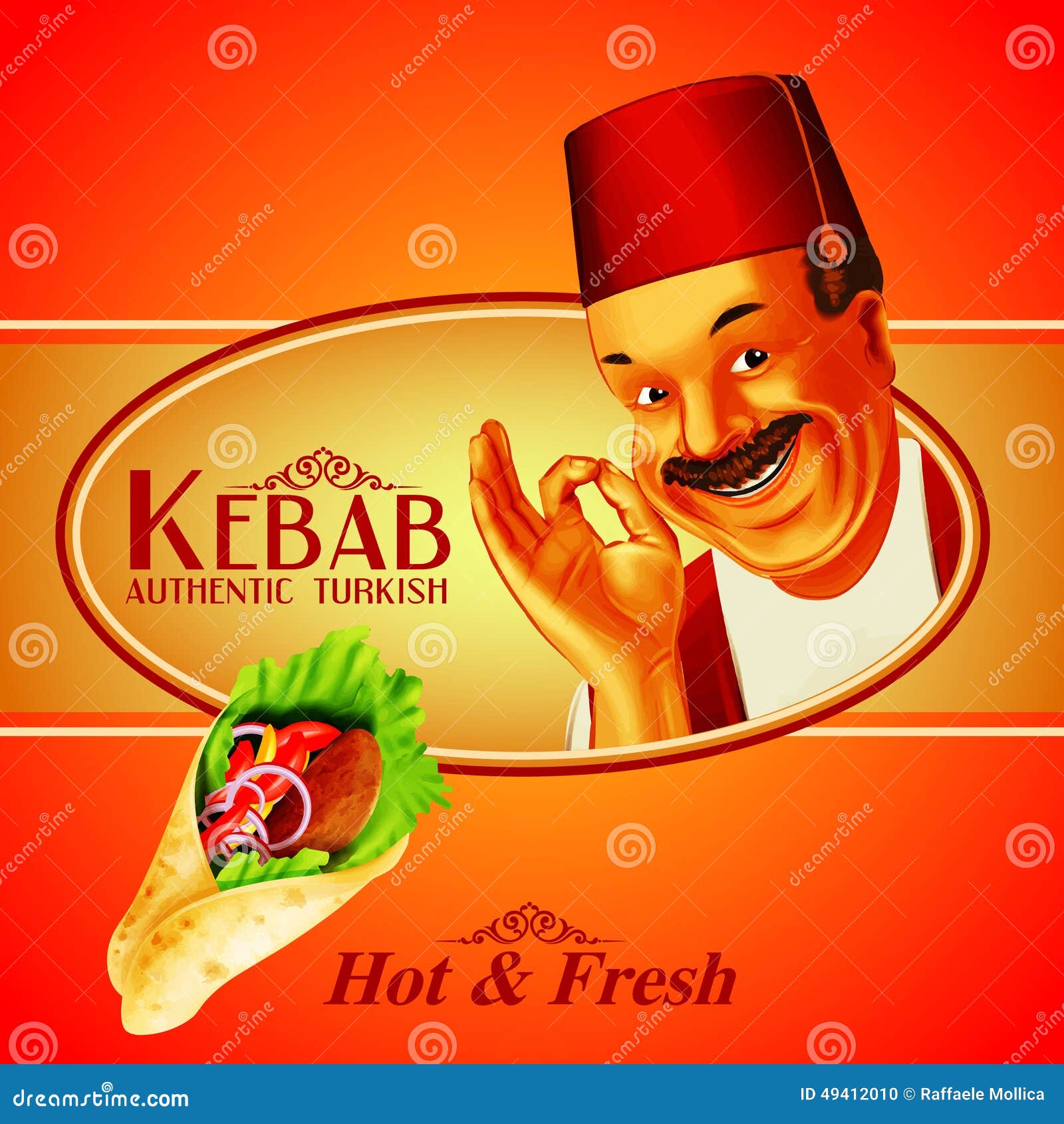 Kebab geschmackvoll vektor abbildung. Illustration von essen - 49412010