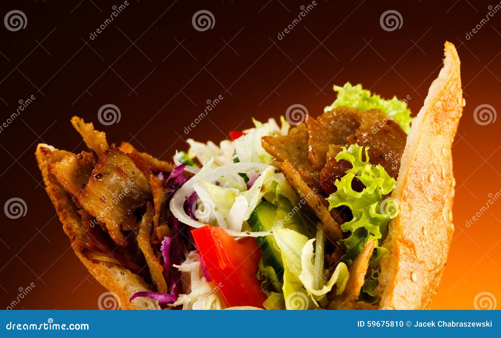 Kebab stock photo. Image of green, horizontal, pita, meal - 59675810