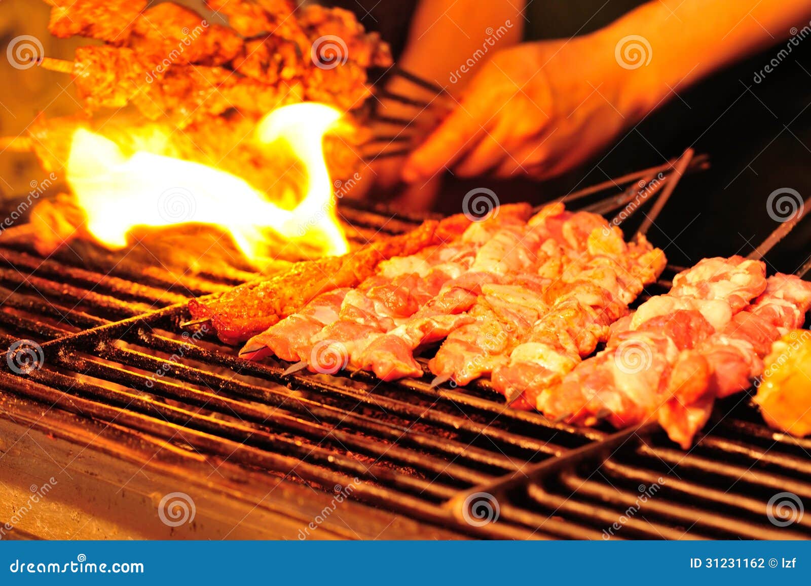 Kebab grilling stock photo. Image of barbeque, boiled - 31231162