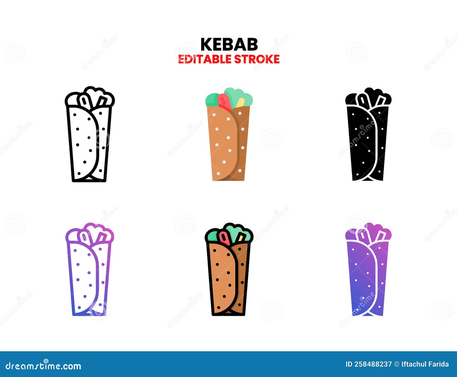 Kebab Icon Set with Different Styles. Stock Vector - Illustration of ...