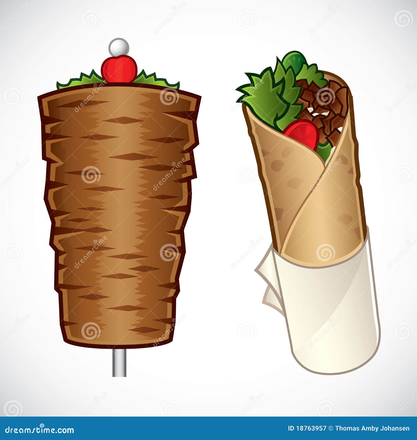 Kebab illustration stock vector. Illustration of roll - 18763957