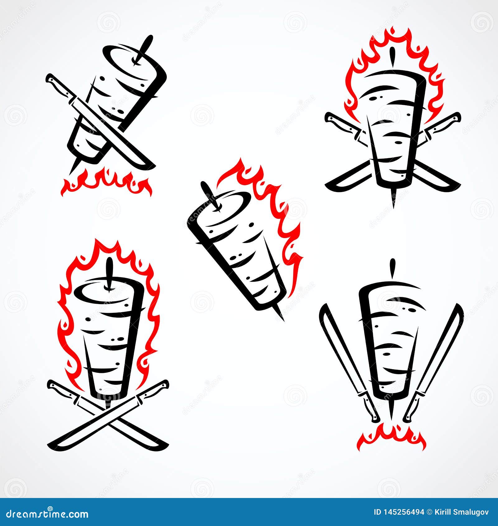 Kebab Labels and Elements Set. Collection Icon Kebabs Stock Vector ...