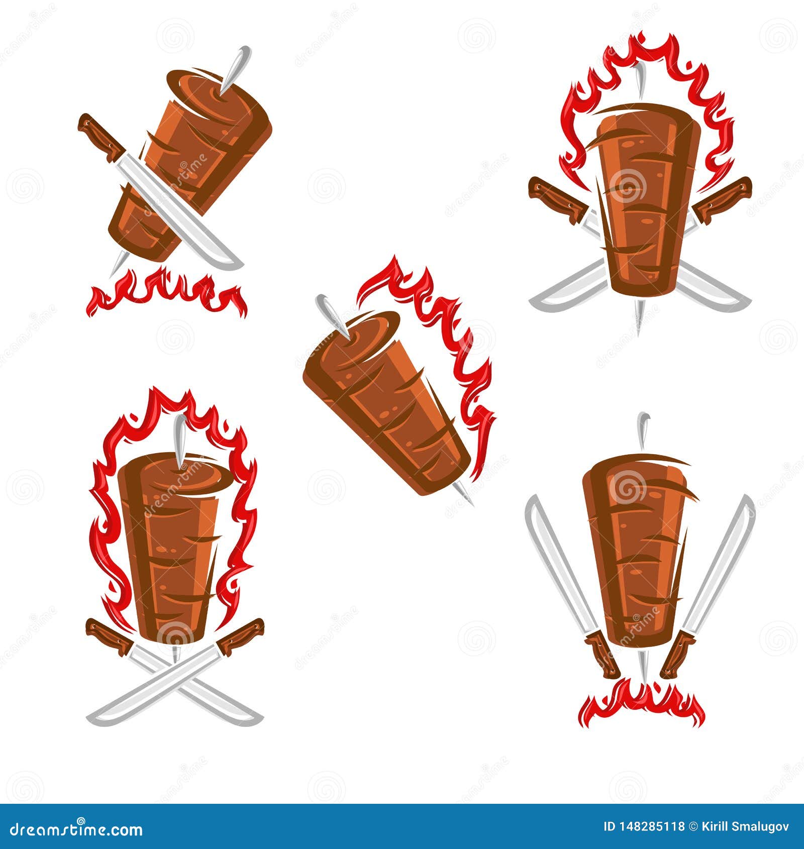 Kebab Labels and Elements Set. Collection Icon Kebabs Stock Vector ...