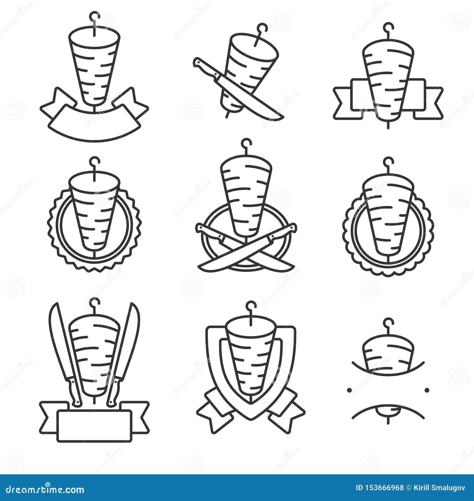 Kebab Labels and Elements Set. Collection Icon Kebabs Stock Vector ...