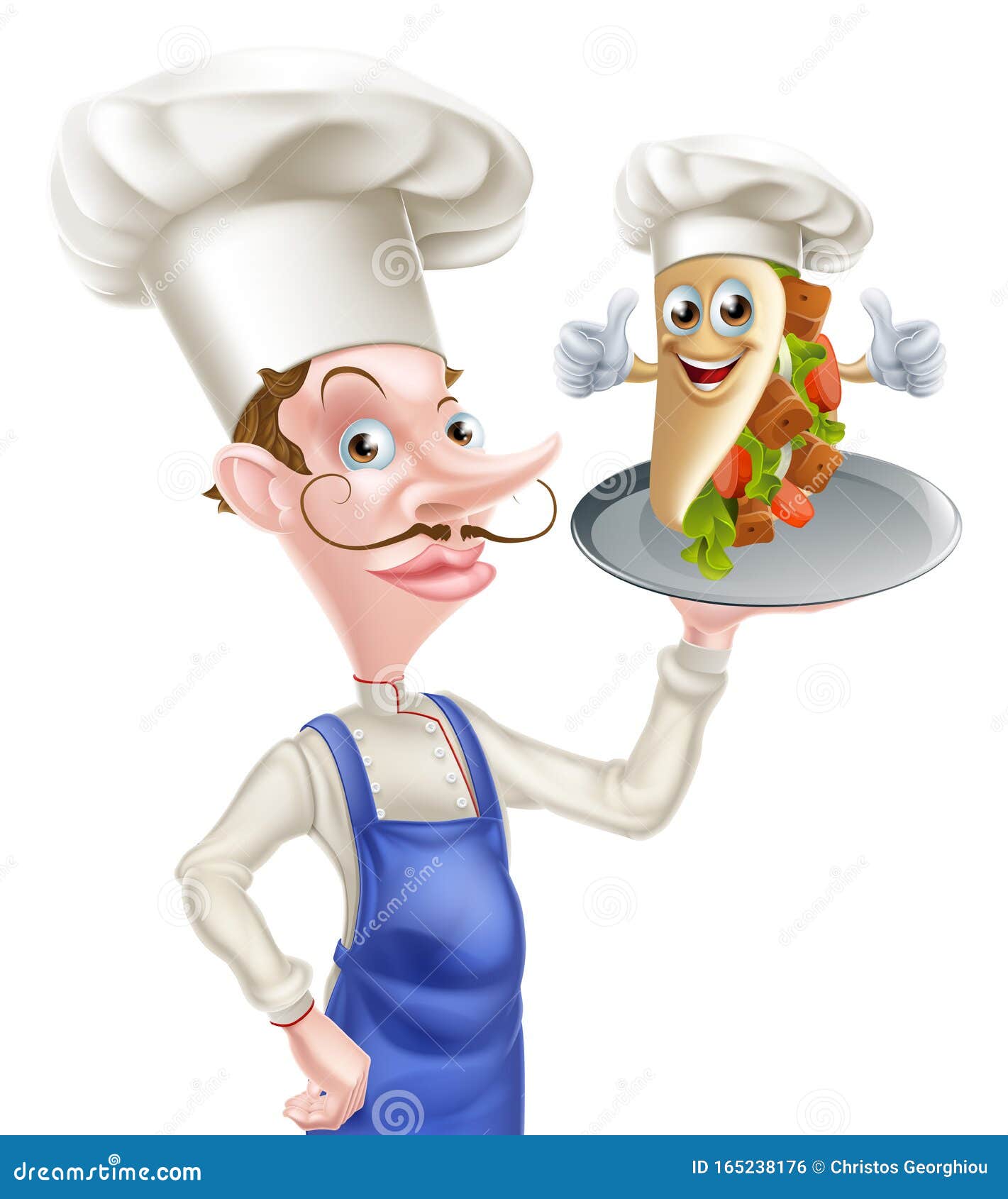 Kebab Mascot Cartoon Chef stock vector. Illustration of fast - 165238176