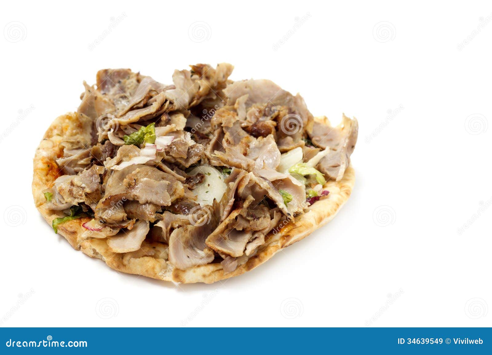 Kebab meat on flatbread stock image. Image of cuisine - 34639549