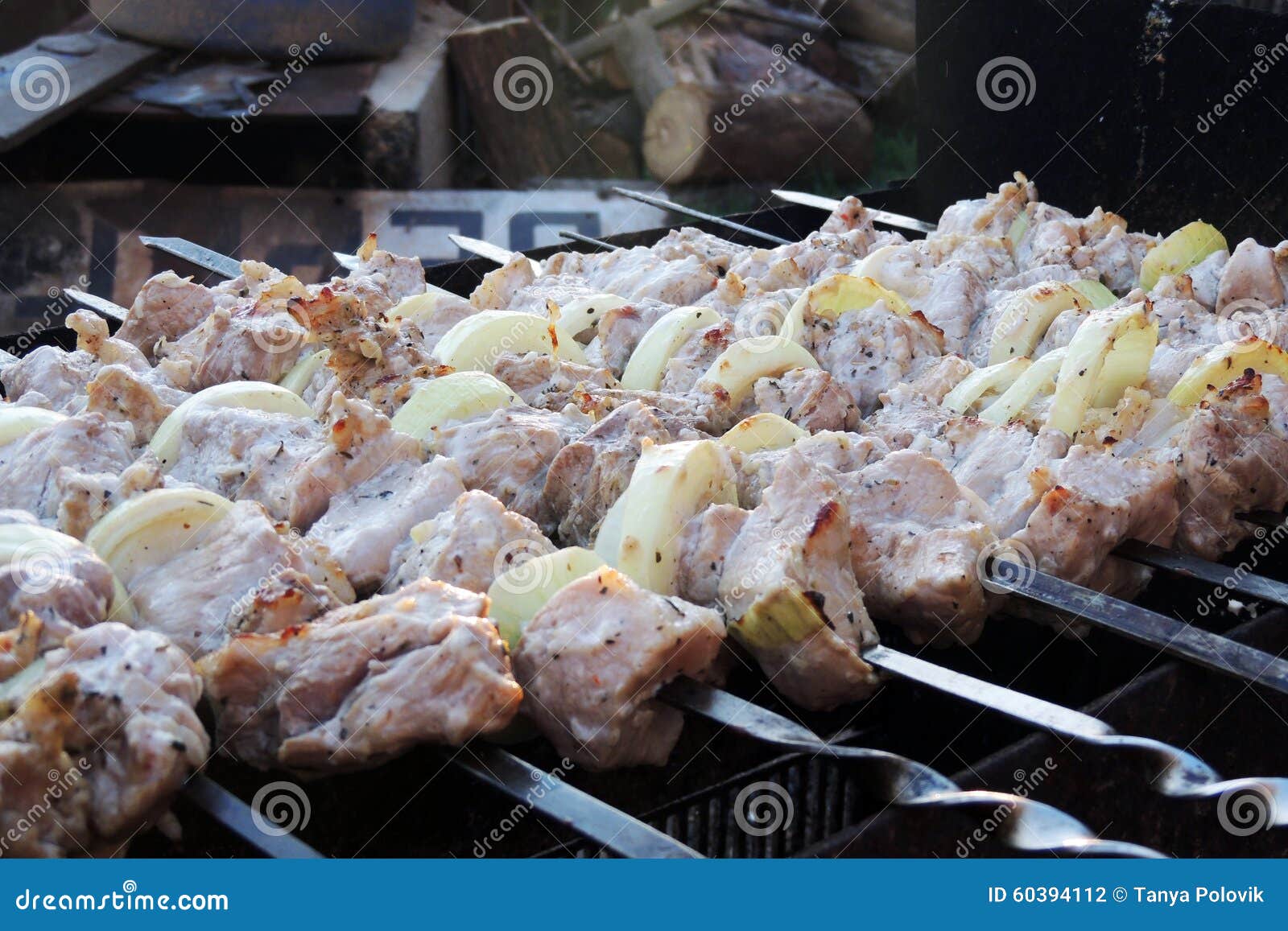 Kebab stock photo. Image of fire, heat, skewers, delicacy - 60394112