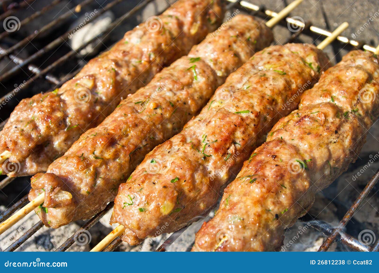 Kebab during the Preparation Stock Photo - Image of picnic, outdoor ...