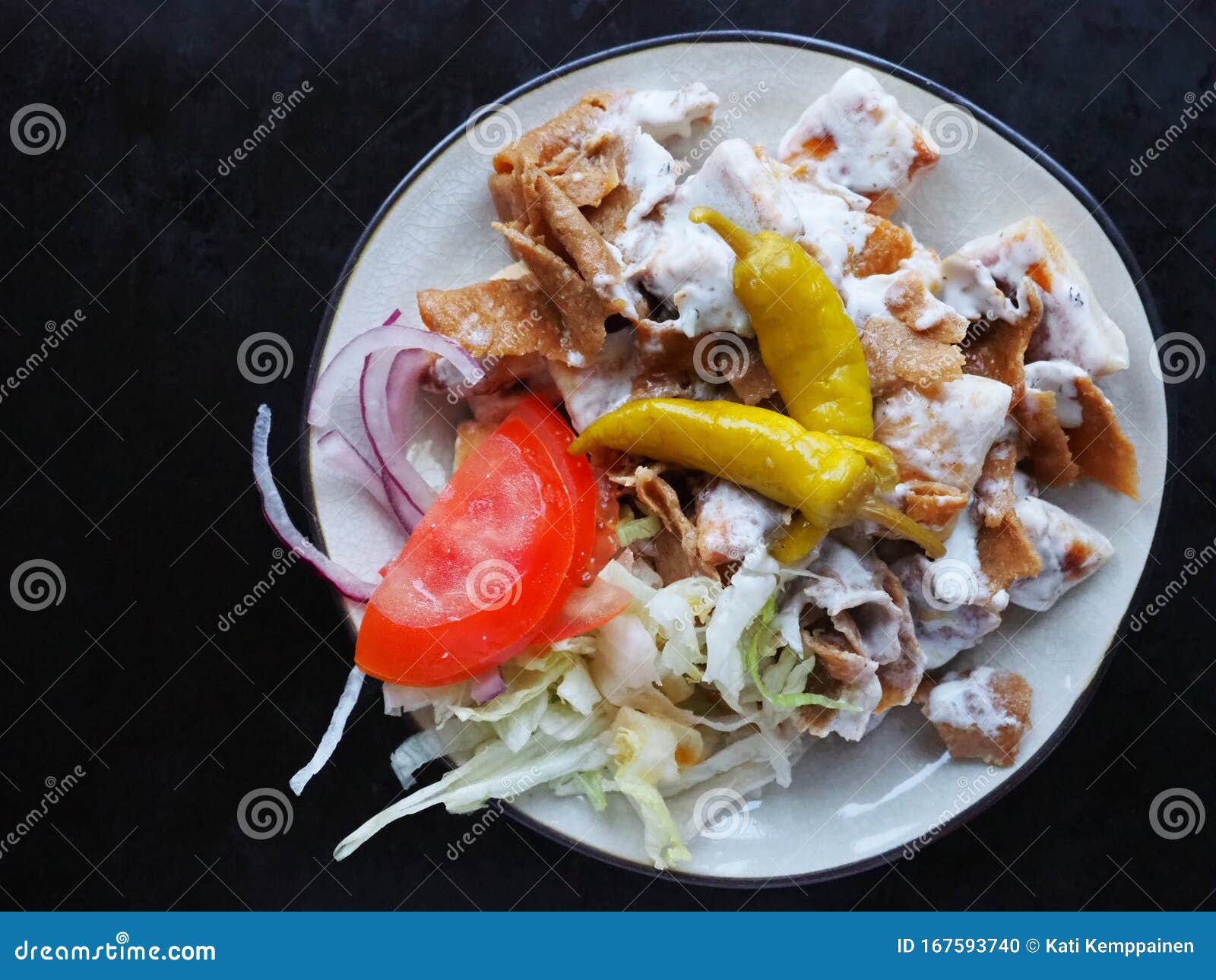 Kebab and salad stock photo. Image of cooking, dish - 167593740