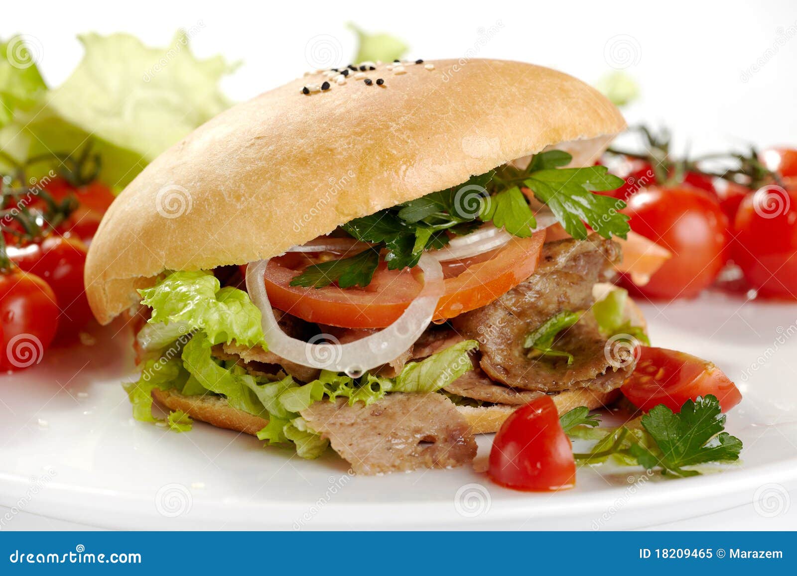 Kebab sandwich stock image. Image of tomato, meal, ready - 18209465