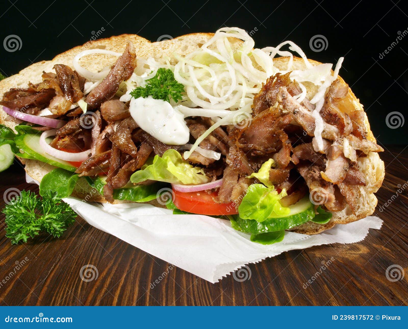 Kebab Sandwich with Grilled Meat Stock Photo - Image of kebap, doener ...