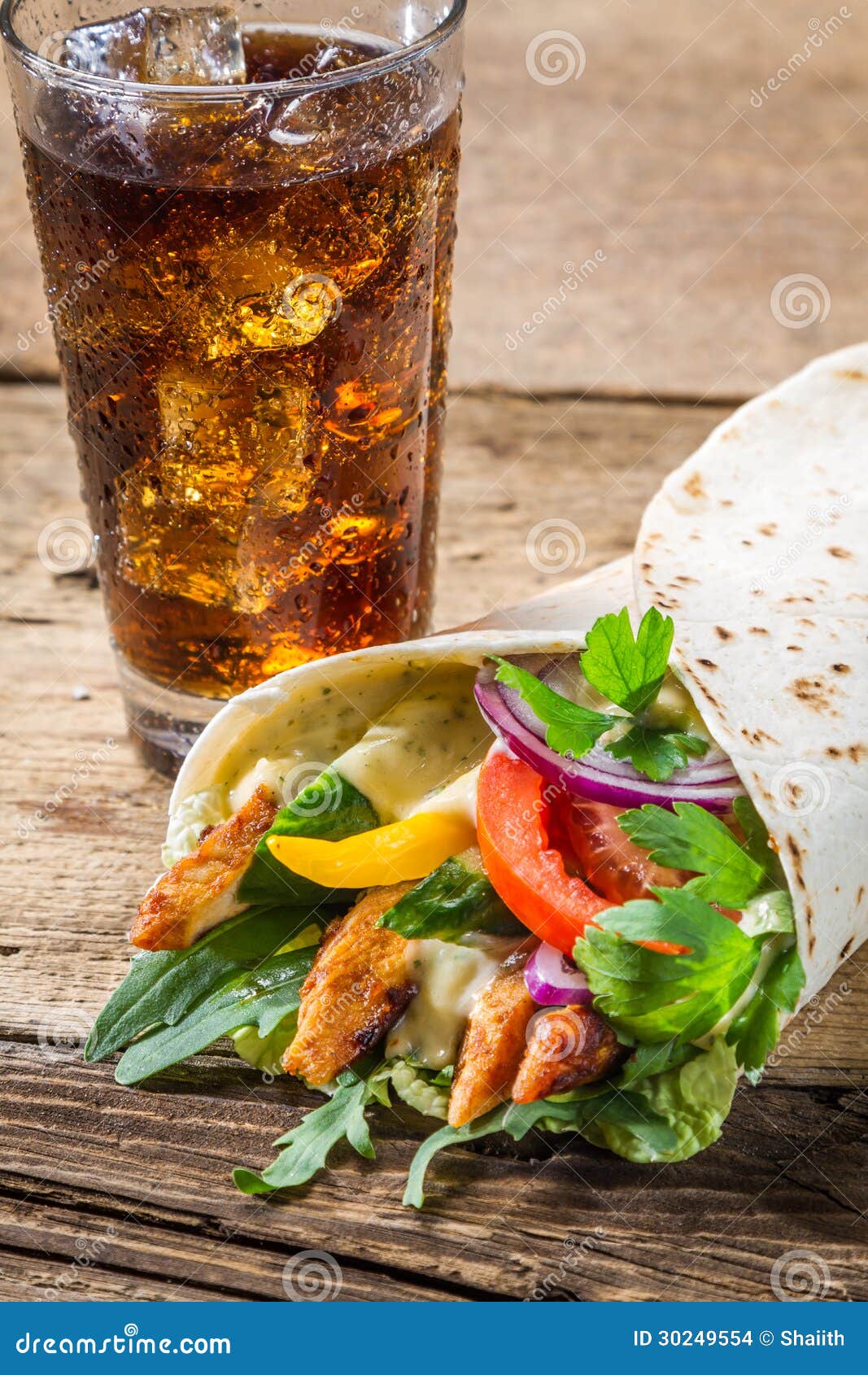 Kebab Served with Cold Cola Stock Photo - Image of drink, fried: 30249554