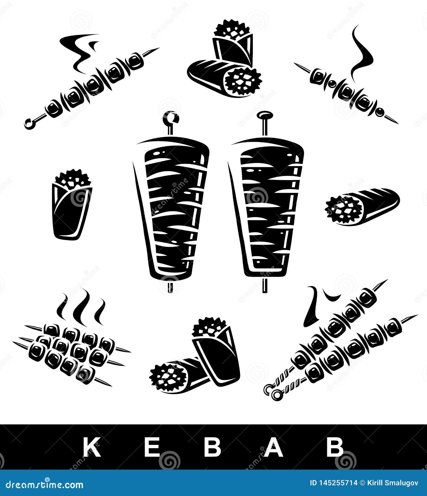 Kebab Set. Collection Icon Kebabs Stock Vector - Illustration of durum ...