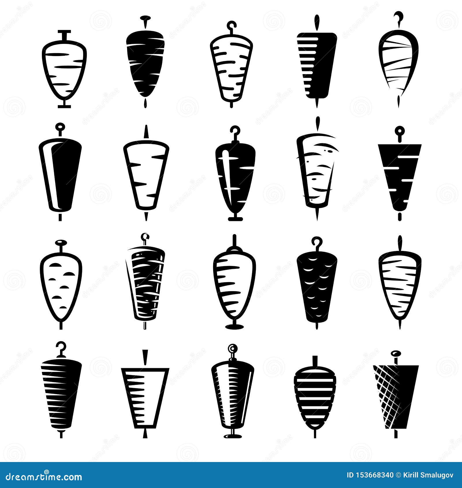 Kebab Set. Collection Icon Kebabs Stock Vector - Illustration of flame ...