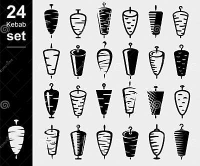 Kebab Set. Collection Icon Kebabs Stock Vector - Illustration of ...